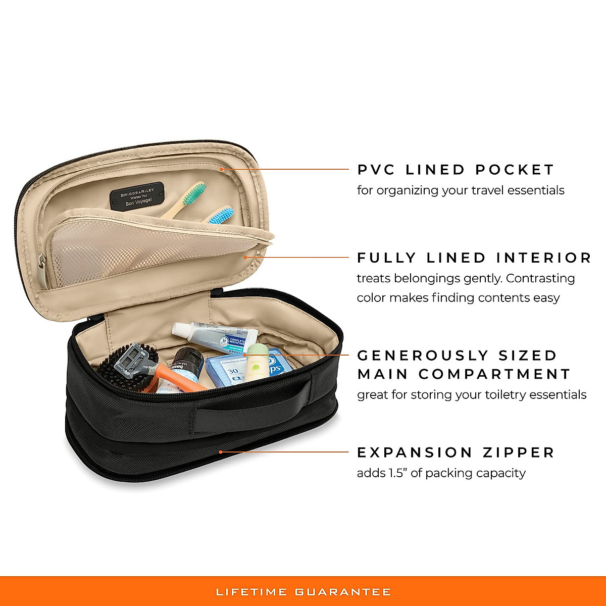 Briggs & Riley, Black, 11 Inch Expandable Essentials Toiletry Kit