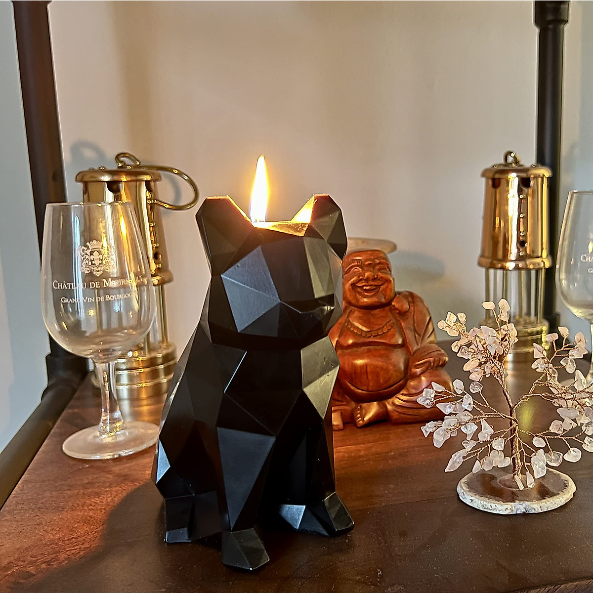 Wick Works | Frankie Small Dog Skeleton Candle | Melt to Reveal Internal Steel Frame | Burns Over 20 Hours! | Perfect for Home or Office Décor (Cedar, Black)