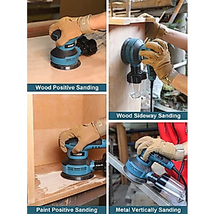 5" 3.0 Amp Corded Electric Random Orbital Sander, Cyclonic Dust Box, Soft Grip, Variable Speed 5000~12000 OPM, 12Pcs Sandpapers