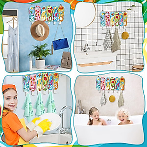 Teenyyou Pool Towel Hooks Flip Flop Shaped Wooden Ornament Hooks with 6 Hooks Hawaii Decorative Wall Hooks Sandal Towel Rack Hangers for Beach Area Outdoor Swimming Pool Bathroom Bedroom Decoration