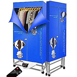 Clothes Dryer 110v-240v Foldable Electric Portable Household Folding-Dry Machine with Remote Control Adjustable Timer Low Noise for Home,Laundry,Apartment 1500W (Blue-Elephant)