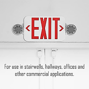 HUBBELL CCR, Remote Compatible Combination Outdoor Emergency Light and Red Letter Exit Sign, with 120/277VAC, 60Hz Input, 2 Fully Adjustable LED Lamps, 18 in x 2 in x 8.2 in, White
