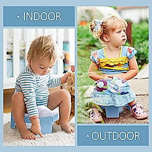 Portable Potty Training Seat for Toddler Kids - Foldable Training Toilet for Travel with Travel Bag and Storage Bag, Potty Training Toilet for Outdoor and Indoor Easy to Clean(Blue) by MCGMITT