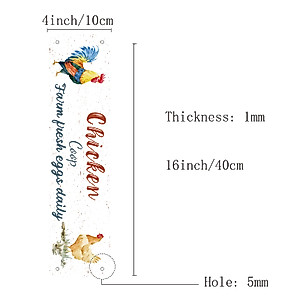 CREATCABIN Metal Tin Sign Summer Chicken Coop Farm Fresh Eggs Daily Retro Vintage Funny Wall Art Mural Hanging Iron Painting for Home Garden Bar Pub Kitchen Living Room Office Plaque 16x4inch