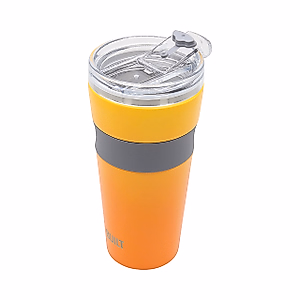 BUILT 24 Ounce Shasta Double Wall Vacuum Insulated Stainless Steel Coffee and Water Tumbler with Easy to Clean Flip to Open Tritan Lid, Yellow and Orange Citrus Sunrise Ombre