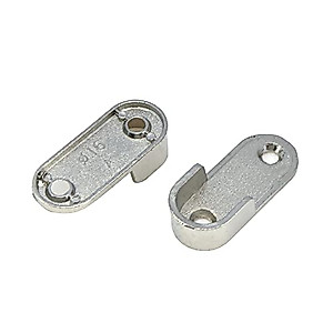 Mcredy 2 Pair Zinc Alloy Oval Hanging Rail Rod Holder End Bracket Support for Wardrobe Closet Silver 0.63" Inner Size