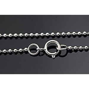 Adabele 1pc Authentic 925 Sterling Silver 1.0mm Dainty Cute Ball Link Chain Necklace 16 Inch for Men Women Made In Italy Hypoallergenic Nickel Free SS130-16