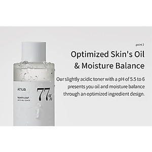 Anua Heartleaf 77% Soothing Toner I pH 5.5 Skin Trouble Care, Calming Skin, Refreshing, Hydrating, Purifying, Cruelty Free, Vegan for Sensitive, Combination (250ml / 8.45 fl.oz.), Korean Skincare