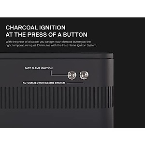 Everdure by Heston Blumenthal Fusion 29-Inch Charcoal Grill with Patented Built-in Rotisserie System & Quick Electric Ignition, Outdoor BBQ Grill, Adjustable Rod Height, Easy Clean-Up, Matte Black