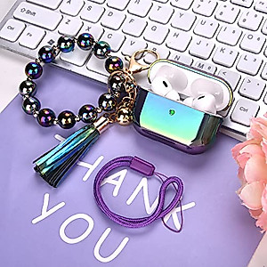 AIRSPO AirPods Pro 2nd Generation Case Cover Clear Lasher Hard PC Protective Case Colorful AirPod Pro 2 Cover Skin Compatible with Bling Bead Bracelet Keychain ( Glittery Purple)
