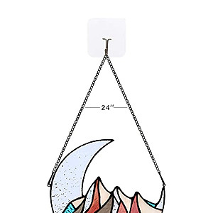 BOXCASA Suction Cup Hooks Pack,Hanging Chain with Adhesive Hooks and Suction Cup Hooks for Stained Glass Window Hangings,Suncatchers,Kitchen,Windows, Tiles,4 Pieces 8 Inch and 2 Pieces 24 Inch Pack