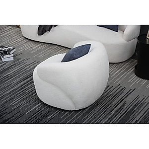 Mid-Century Modern Curved Living Room Sofa, Single Lounge with Pillows, 1-Person Fabric Sofa for Living Room, Office, Apartment, Cafe (Beige)