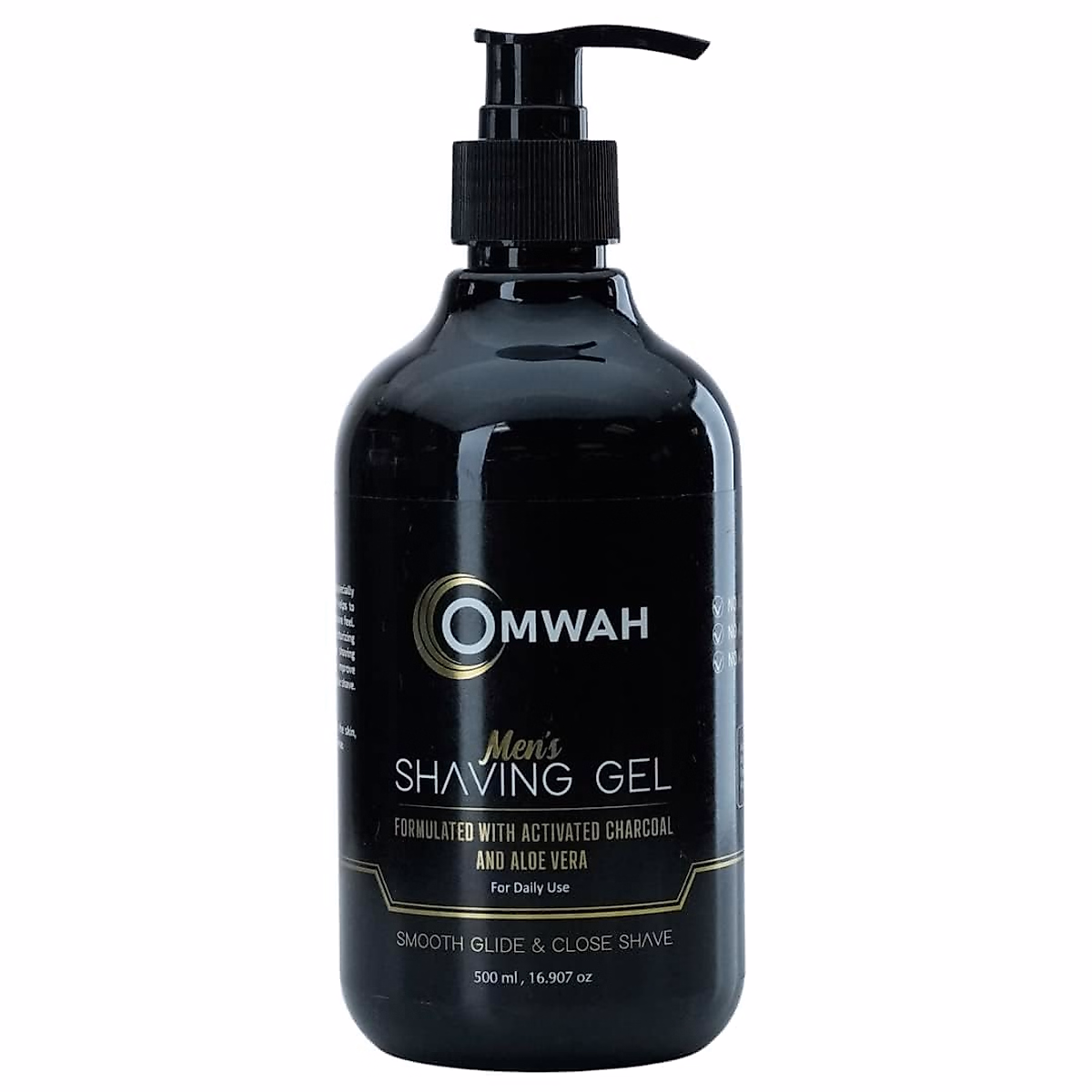 OMWAH Activated Charcoal Barber Shaving Gel Straight Razor Shave Gel (16.9 oz.)