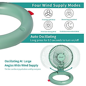Alioth Portable Desk Fan, Personal Fan,Foldable and Rechargeable, 3 Speeds Super Quiet Battery Operated Fan for Office, Home, Outdoor (White)