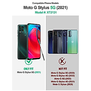 Poetic Revolution Series Case for Moto G Stylus 5G (2021), Model # XT2131, Full-Body Rugged Dual-Layer Shockproof Protective Cover with Kickstand and Built-in Screen Protector, Black