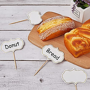 50 Pieces Cheese Markers for Charcuterie Board Buffet Labels Food Tags Blank Toothpick Flags Appetizer Signs Chalkboard Cupcake Toppers Picks for Wedding Birthday Party Decorations (White)