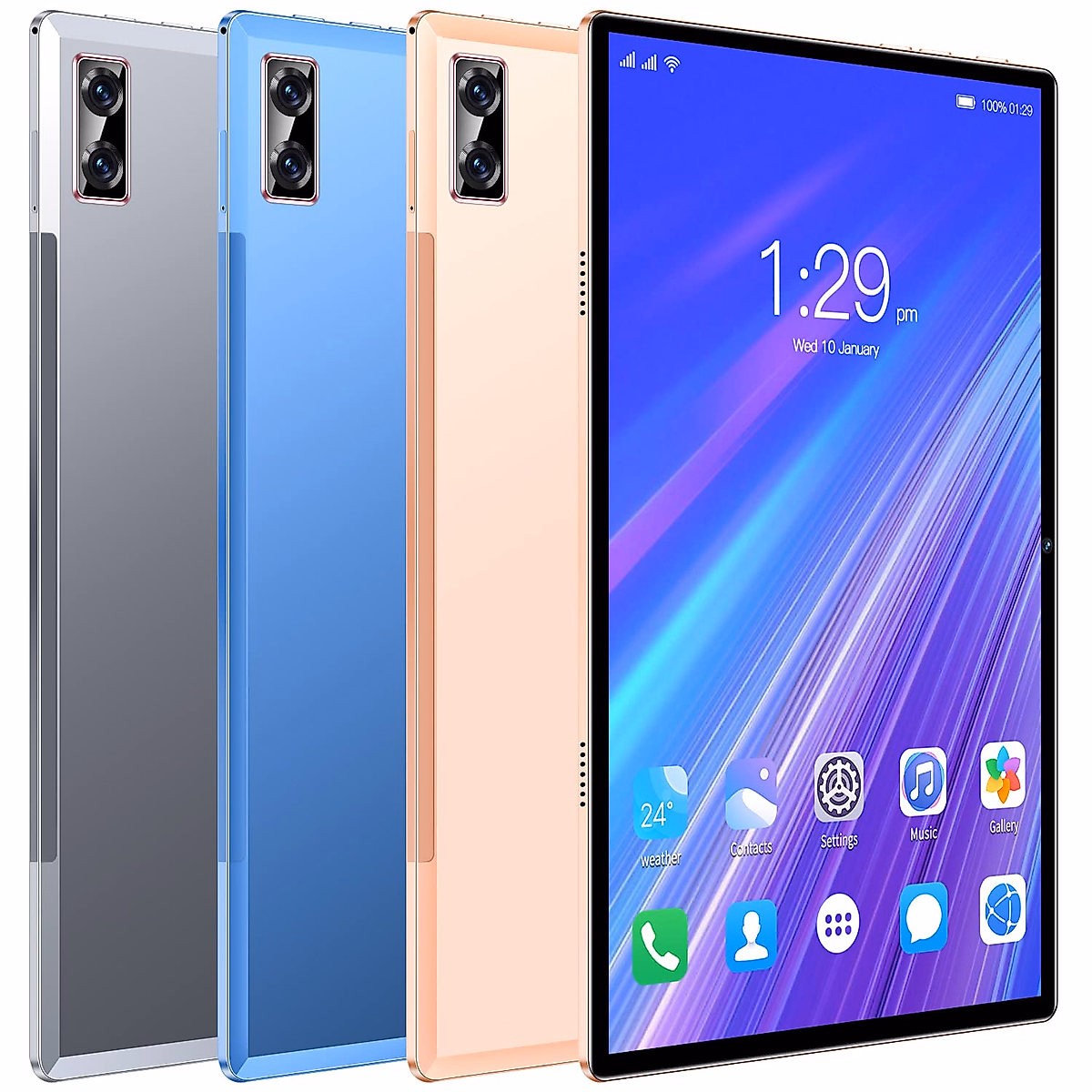 10.1 inch G18 Tablet, 4+32G Full Screen Tablets with Dual SIM Card Slots, Android 8, 1280x800 HD, WiFi, Bluetooth, GPS, 2MP/5MP Camera (Gray)