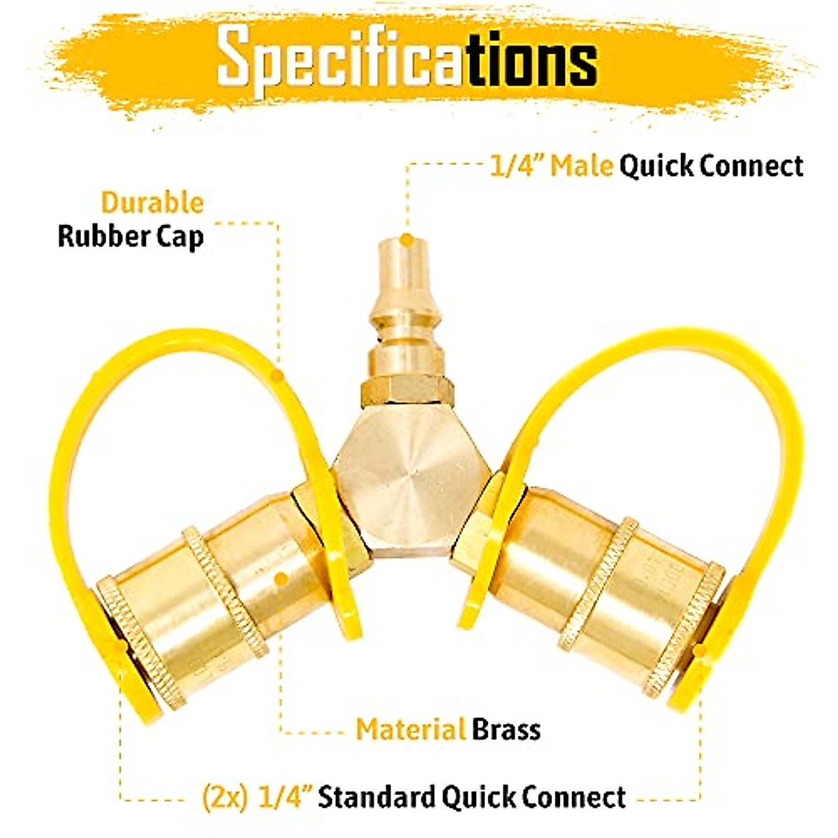 GasOne 2147 11/4 Y Splitter Trailer Propane Hose for RV Tabletop Grill, 2 Way LP Gas Adapter 1/4" Quick Connect Disconnect Kit