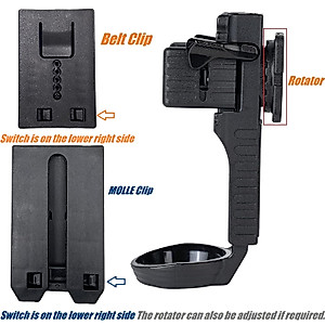 TACNEX Quick Release Flashlight Holder w/Duty Belt Clip Tactical Torch Holster Carrier Rotatable Light Carry Case Stand fit 1"-1.25" Diameter Flashlight for Police Leo Security Military Work Patrol