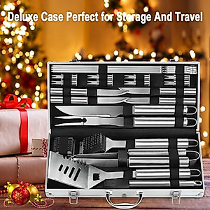 POLIGO 24PCS BBQ Tools Set Grill Accessories for Outdoor Grill Utensils Stainless Steel Grilling Tools Set for Fathers Day Birthday Present, Barbecue Accessories Kit Ideal Grilling Gifts for Men Women