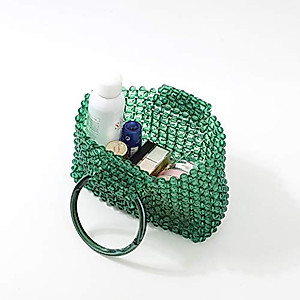 Abvokury YUSHINY Women Colored Transparent Beaded Acrylic Handbag Evening Handmade Bags for Wedding Party (Green)