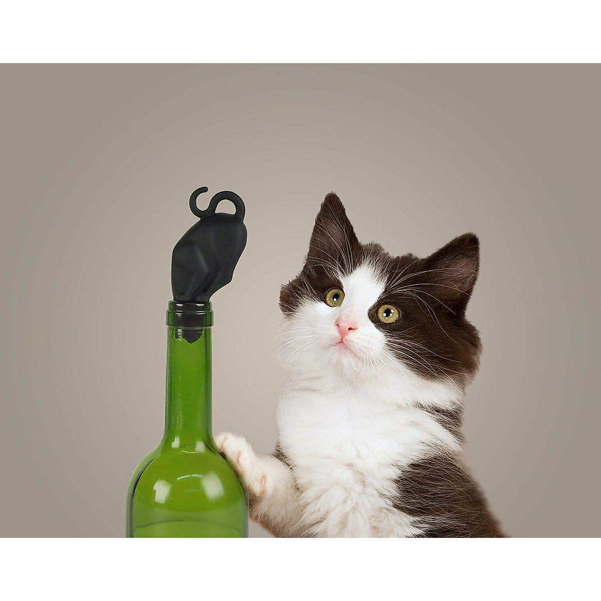 Unido Box Food Safe Silicone Black Kitty Cat Butt Wine Bottle Stopper