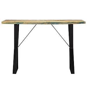 Tidyard Dining Table 47.2 x 23.6 x 29.9 Inch Solid Reclaimed Wood Wooden Dinner Table for Kitchen, Bistro, Home Furniture Multicolor