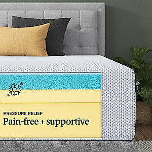 ZINUS 12 Inch Green Tea Cooling Gel Memory Foam Mattress, King, Fiberglass Free, Cooling Gel Foam, Pressure Relieving, CertiPUR-US Certified, Mattress in A Box, White