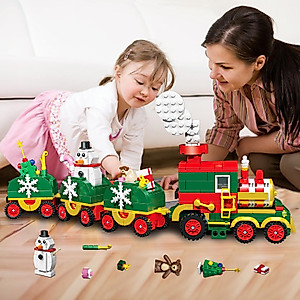 ZYLEGEN Christmas Train building Kit,Christmas Train Set with Snowman,Stocking Stuffer for Kids,Xmas Gifts for Boys Girls,Christmas Décor Building Kit(621+Pcs)