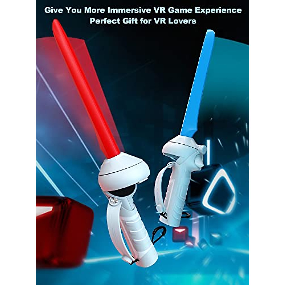 AMVR Upgraded Extension Grips for Beat Saber Handles, Compatible with Oculus/Meta Quest 2 Accessories,Also Suitable for Supernatural Training,Fruit Ninja,Blade & Sorcery and VR Game