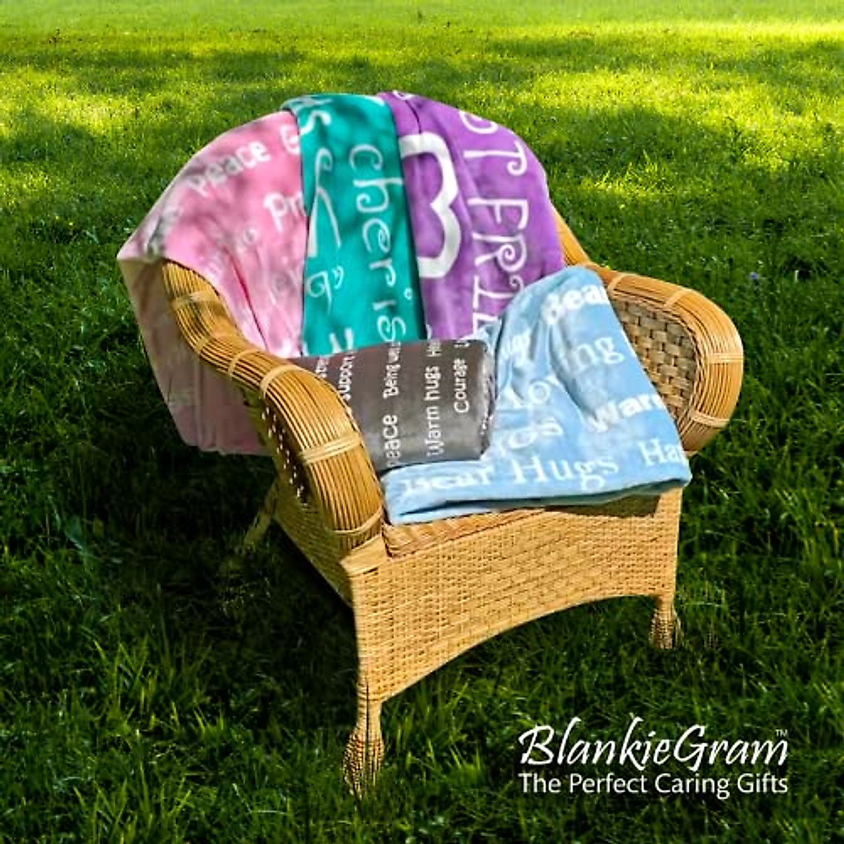 BlankieGram Throw Blanket “Healing Wishes” Comfort Gifts for Family and Friends - Plush Fleece Blankets, Purple