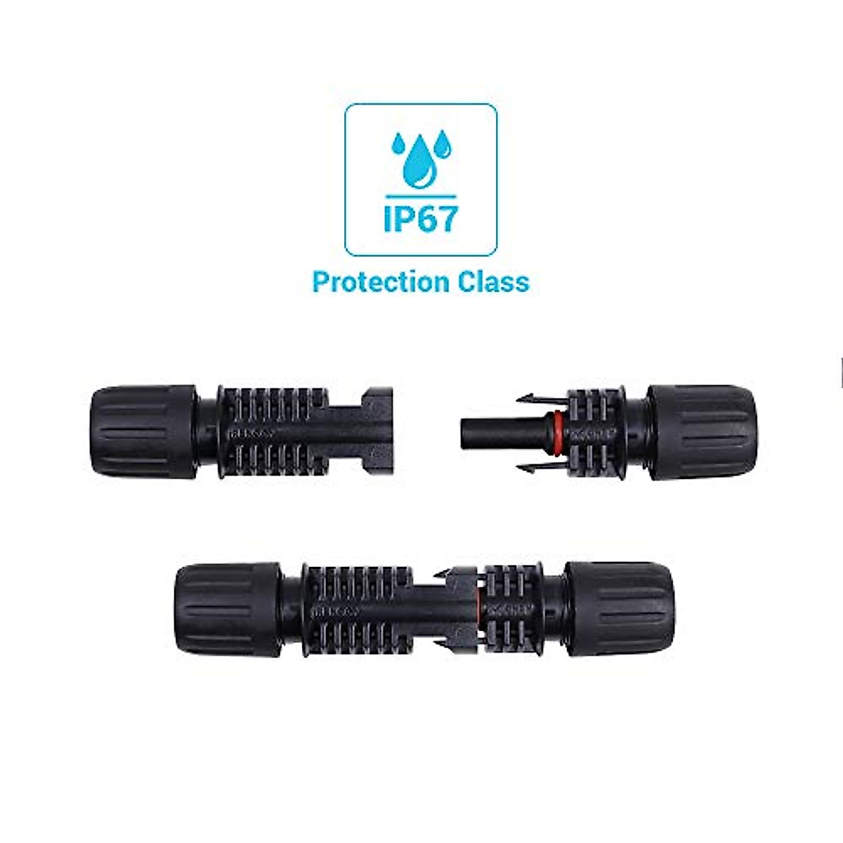 RENOGY Pair Male/ Female Solar Panel Cable Connectors Double Seal Rings for Better Waterproof Effect