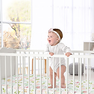 Sweet Jojo Designs Blush Pink, Mint and White Watercolor Rose Baby or Toddler Fitted Crib Sheet for Butterfly Floral Collection