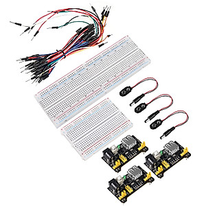 AITIAO Breadboard Kit with 1Pcs 830 & 400 Tie-Points Breadboard 65Pcs Breadboard Jumper Wires 3Pcs Power Supply Module MB 102(5V/3V) 3Pcs I Type Battery Clip