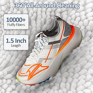 Shoe Washing Machine Bag, 360° Wrap-around Cleaning Laundry Bags with 2 Adjustable Shoe Trees, Reusable Wash Bag Lockable Zipper with Fluffy Fibers for Sneaker Gym Shoe