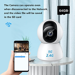 2k 5GHz & 2.4GHz Security Camera Indoor Wireless Compatible with Alexa & Google Home pet Dog Home Baby Camera with Phone app Baby Monitor WiFi Smartphone