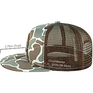 BASSDASH Flat Brim Trucker Cap Adjustable Snapback Hat Mesh Back for Men Women