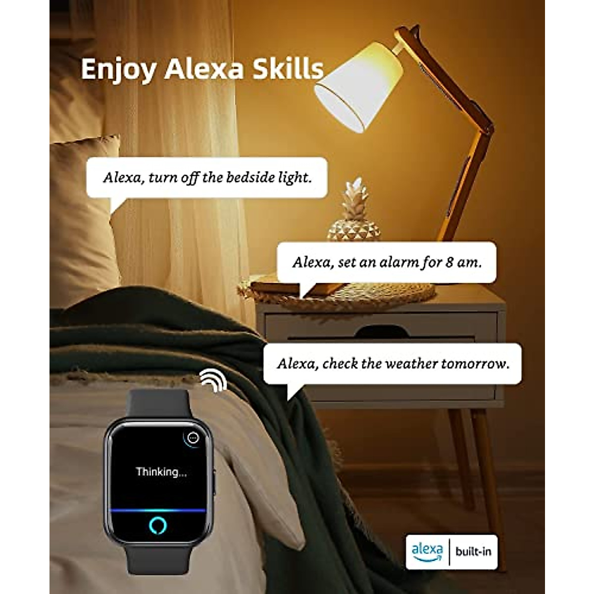 Alexa Smart Watch (Answer/Make Call), Alexa Built-in, RERE Fitness Tracker with 60 Sports Mode, Heart Rate, Blood Oxygen, Sleep Monitor, 1.69" Smartwatch for Android and iPhone, IP68 Waterproof, Pink