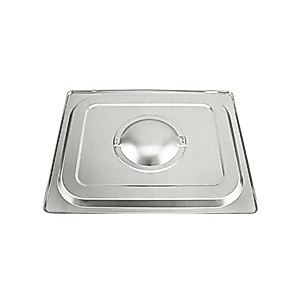 QWORK Solid Pan Lid with Handle, 2 Pack Stainless Steel Steam Table Pan Cover, for 1/2 Size Steam Pans