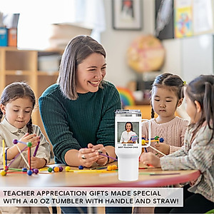 Andaz Press Personalized Photo 40oz Tumbler with Handle, Lid and Straw, Custom Picture 40 oz Tumbler Travel Mug, Custom Mug with Name Text Teacher Gifts for Women, Teacher Appreciation Gifts