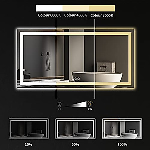 ISKM Large led Bathroom Mirror for Bathroom 96x36 Backlit and Front Vanity Mirror for Wall Anti-Fog, Dimmable, Memory Function Suitable for high-end Hotels, Villas or spas