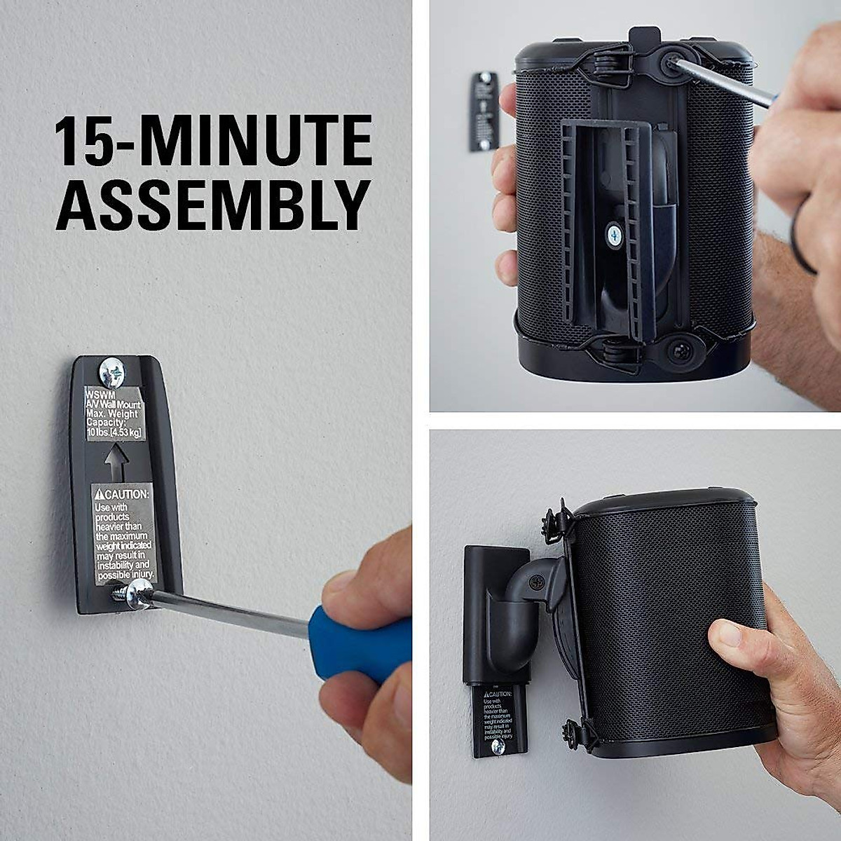 Sanus Wireless Speaker Wall Mount for Sonos ONE - Tool Free Tilt & Swivel Adjustments For Best Audio - Single (black) - WSWM21-B1