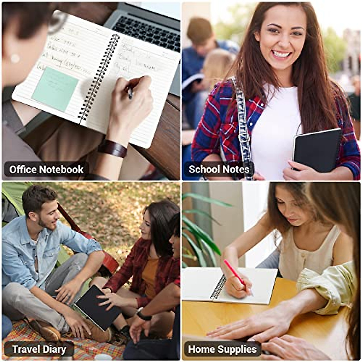 EUSOAR A5 Spiral Notebook, 6 Pack 5.5" x 8.3" 120 Pages Hardcover Lined Travel Writing College Ruled Notebooks, Memo Notepad Sketchbook, Students Office Business Subject Diary Ruled Book Journal