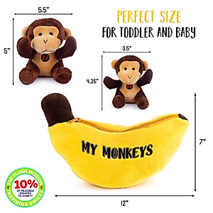 Talking Plush Monkeys Toy Set with Banana Carrier | Soft, Fluffy, and Great Gift for Babies and Toddlers