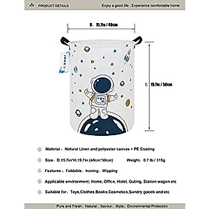 ONOEV Round Fabric Storage Bin,Decorative Basket,Organizer Basket with Handles,for Clothes Storage,books and sundries (Star astronaut), 19.7inch(H) x 15.7inch(D)