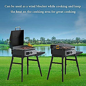 Hard Cover Hood Compatible with Blackstone 17 Inch Tabletop Griddle Front Grease ONLY, with Temperature Gauge and Brackets