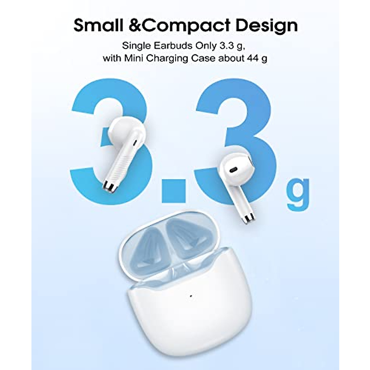 coioc Wireless Earbuds, Bluetooth Headphones, Ultra-Light and Bluetooth 5.3, CVC8.0 Bluetooth Earbuds, 30H with Mini Charging Case, USB-C Fast Charge, Deep Bass, IPX7 Waterproof, for Work,Travel