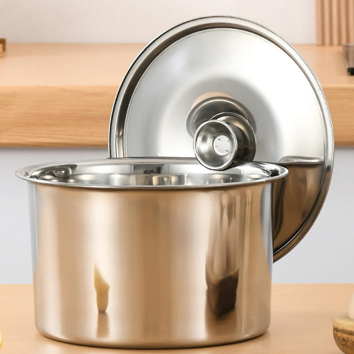 Milisten Stainless Steel Taste Cup Lid Skillet Wok 8 Inch Cup Cover Oil Pot Lid Frying Pan Lid Pan Cover Universal Pot Lid for Pots and Pans Filter with Cover