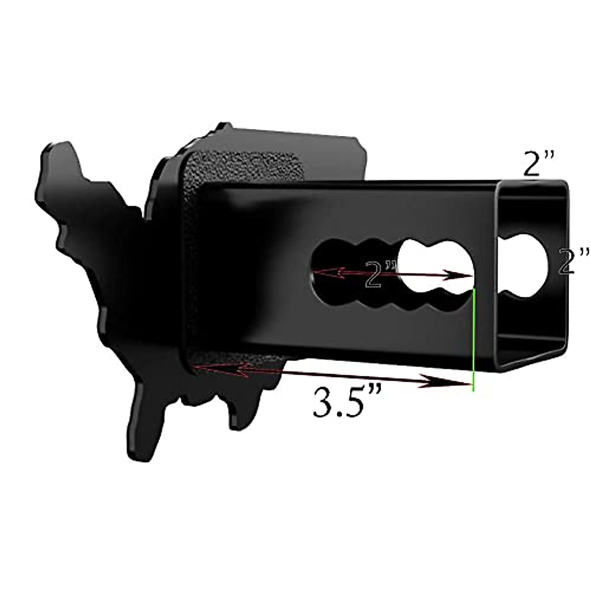 MULL USA Map Flag Metal Trailer Hitch Cover Heavy Duty for Trucks Cars SUV (Fits 2" Receiver, Black Map Flag)