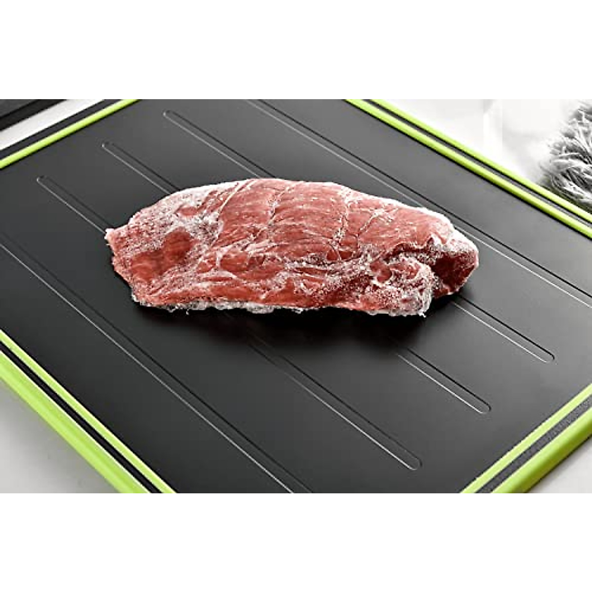 Bandeja de Descongelación - Tabla de cortar 4 en 1, Tabla Multifuncional con Afilador de Cuchillo, Rallador de ajo, Tabla para descongelar carne, Tabla de cortar antideslizante doble cara.